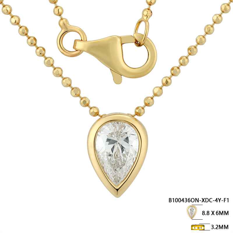 Bezel-Set Inverted Pear Diamond Necklace – Kindspark
